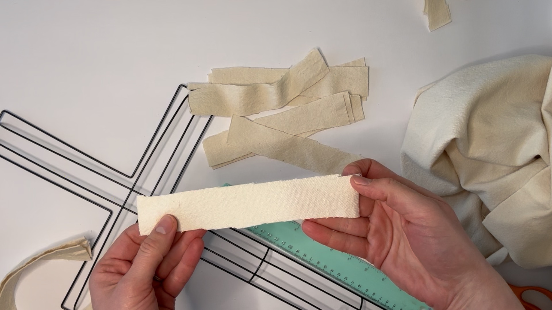 How to Make a Fabric Cross Rag Wreath for Easter - A Well Purposed Woman