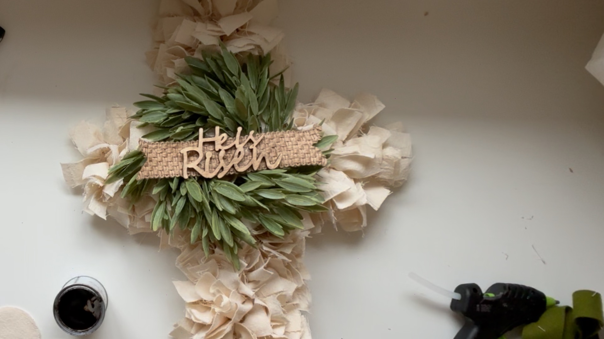 How to Make a Fabric Cross Rag Wreath for Easter - A Well Purposed Woman