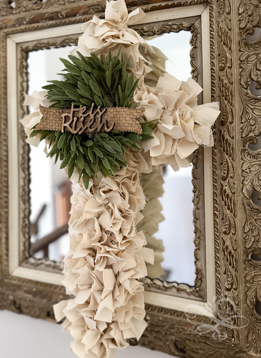 How to Make a Fabric Cross Rag Wreath for Easter - A Well Purposed Woman